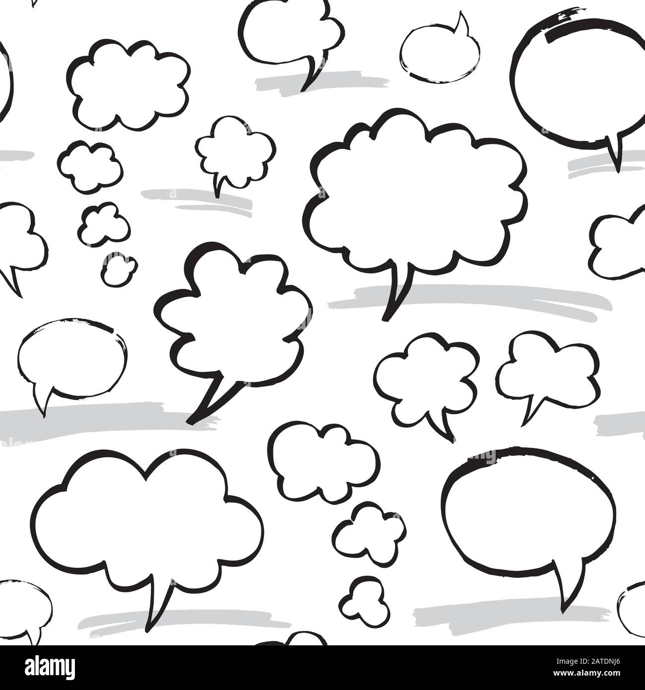 Seamless pattern with speech bubbles and thought clouds. Black and ...