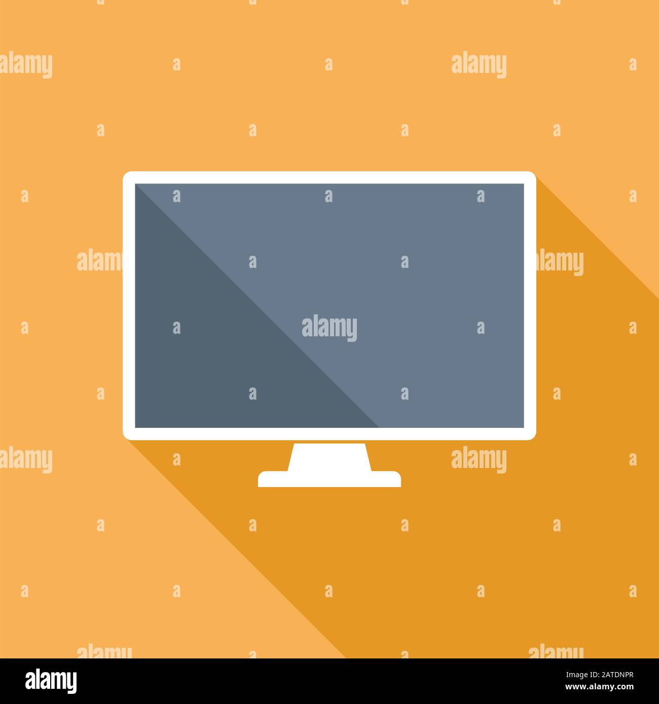 Desktop computer monitor flat icon with blank display. Vector icon of a ...
