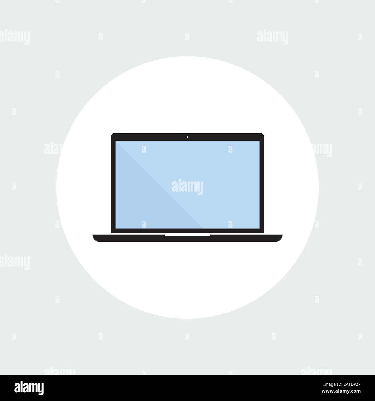 Laptop flat icon with blank display. Vector icon of a laptop in flat ...