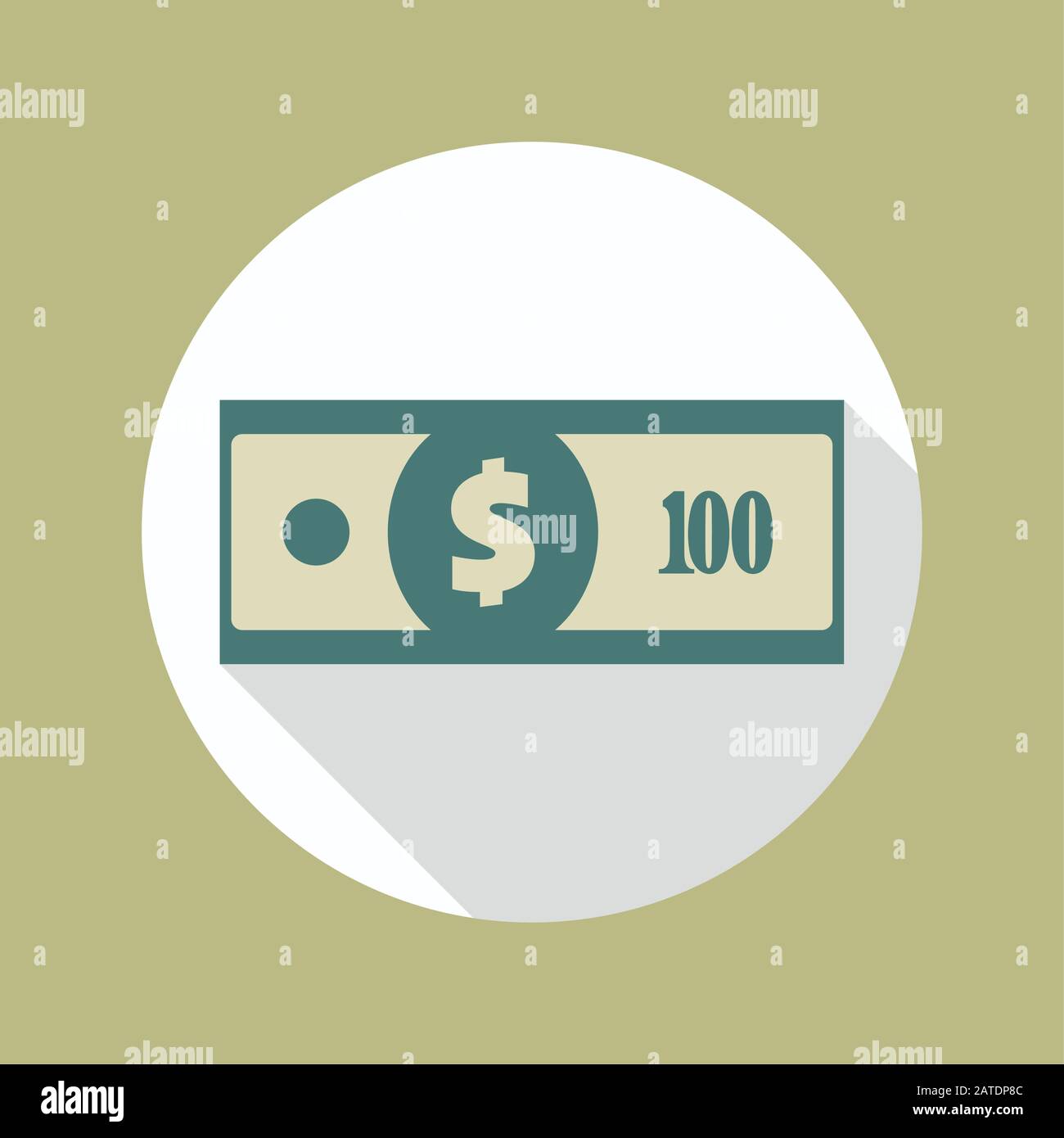 Dollar banknote flat icon. USA currency note symbol in the circle. One ...