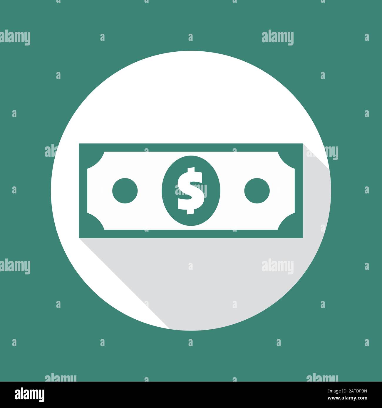 Dollar banknote flat icon in the circle shape. USA currency note symbol ...