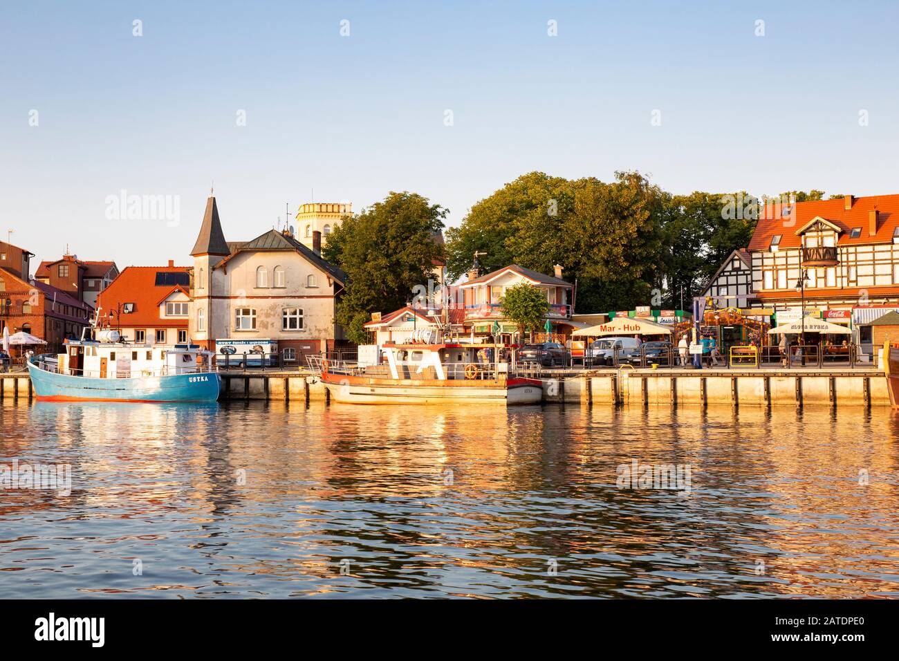 Poland, Ustka, Landmarks and architecture of the city. Harbour Stock ...