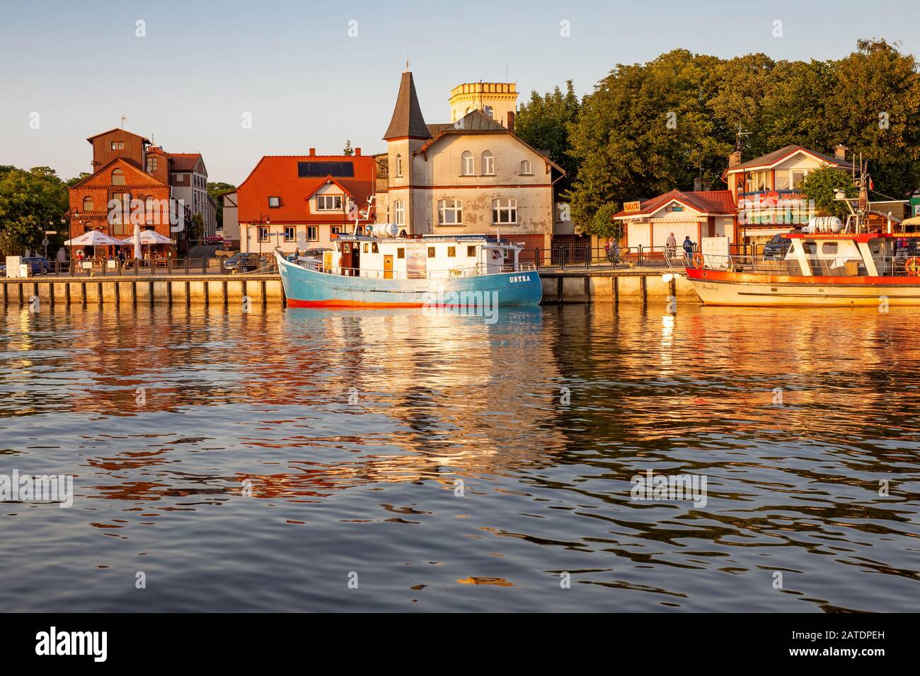 Poland, Ustka, Landmarks and architecture of the city. Harbour Stock ...
