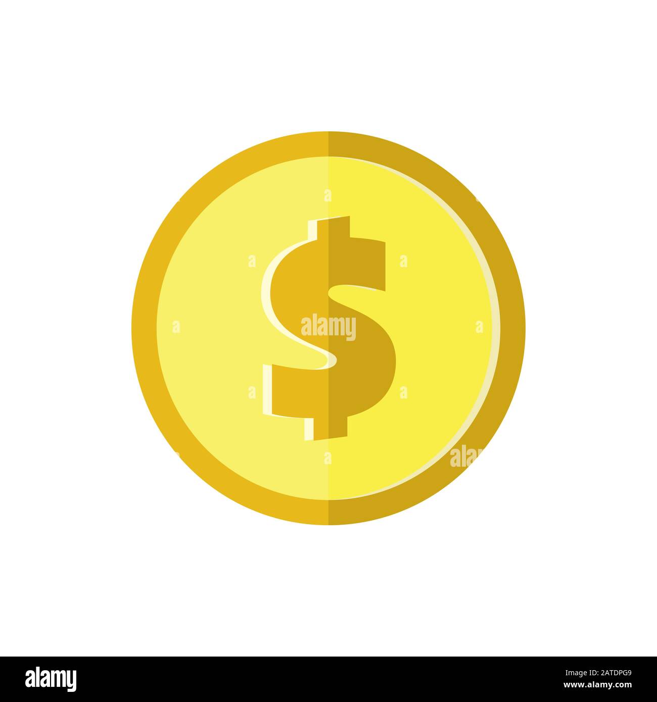 US dollar golden coin. Flat icon. American currency symbol. Stylized ...