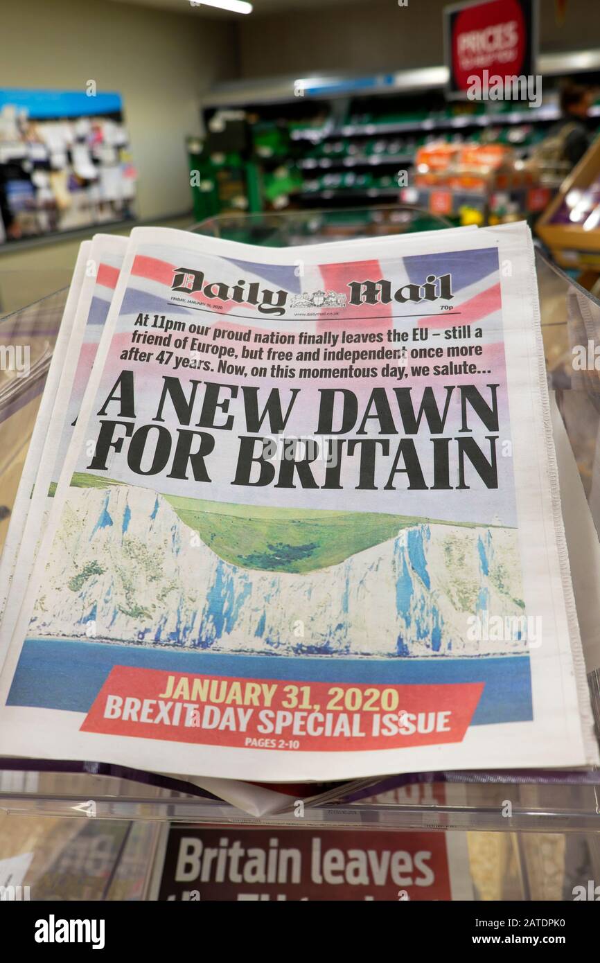 Daily Mail “A New Dawn for Britain” Brexit Day newspaper front page ...