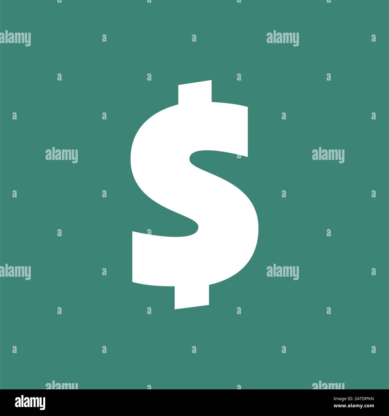 Dollar sign flat icon. Symbol of USA currency on green background ...