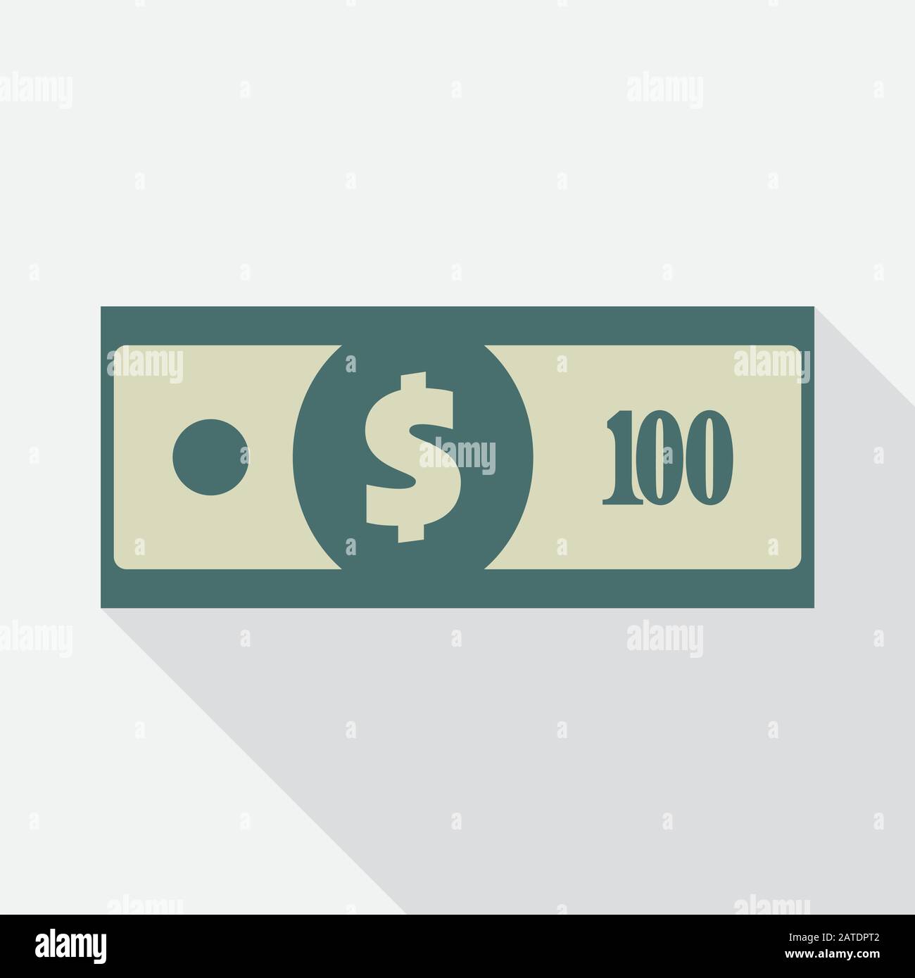 Dollar banknote flat icon. USA currency note symbol. One hundred ...
