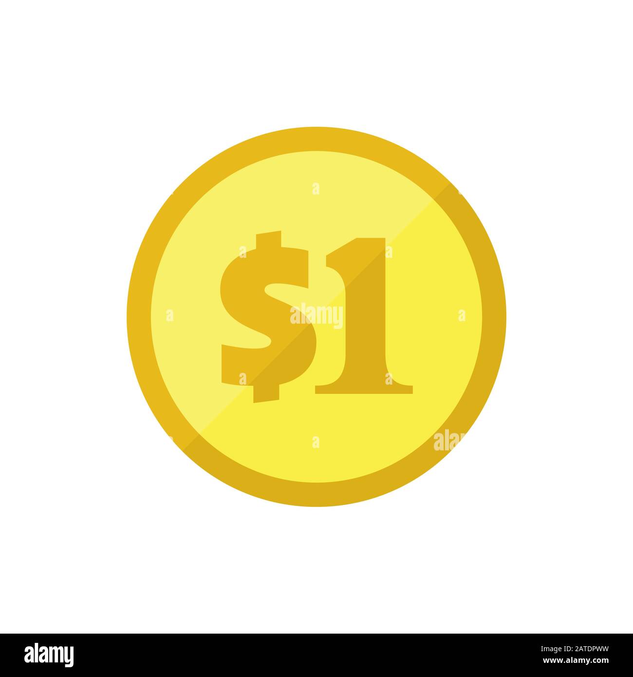 US dollar golden coin. Flat vector icon. American currency symbol ...