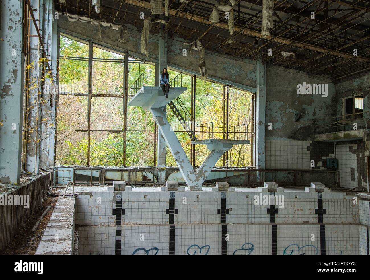 Pripyat, Ukraine view of abandoned Pripyat city in Chernobyl Exclusion ...