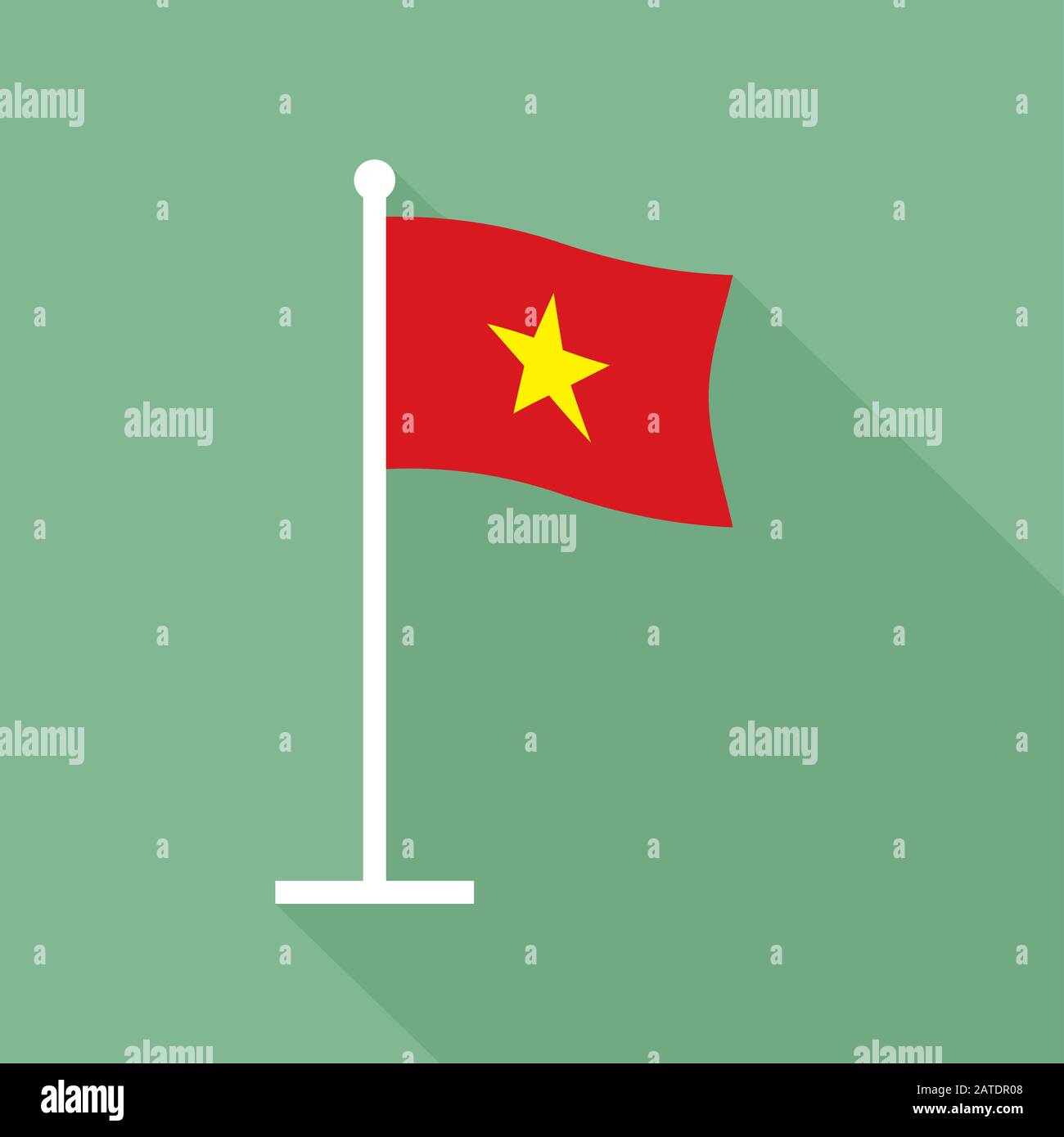 National flag of Vietnam on flagpole. Flat icon of vietnamese flag ...