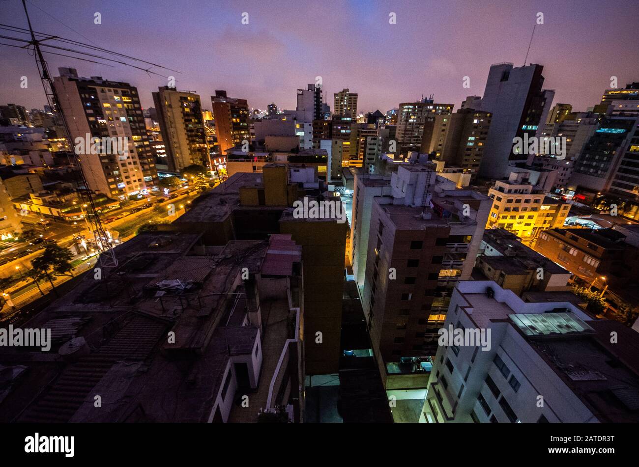 Panoramic night view of Lima, Peru Stock Photo - Alamy
