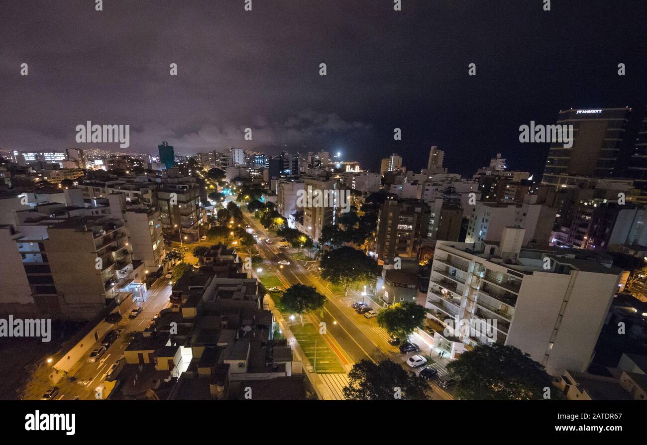 Panoramic night view of Lima, Peru Stock Photo - Alamy