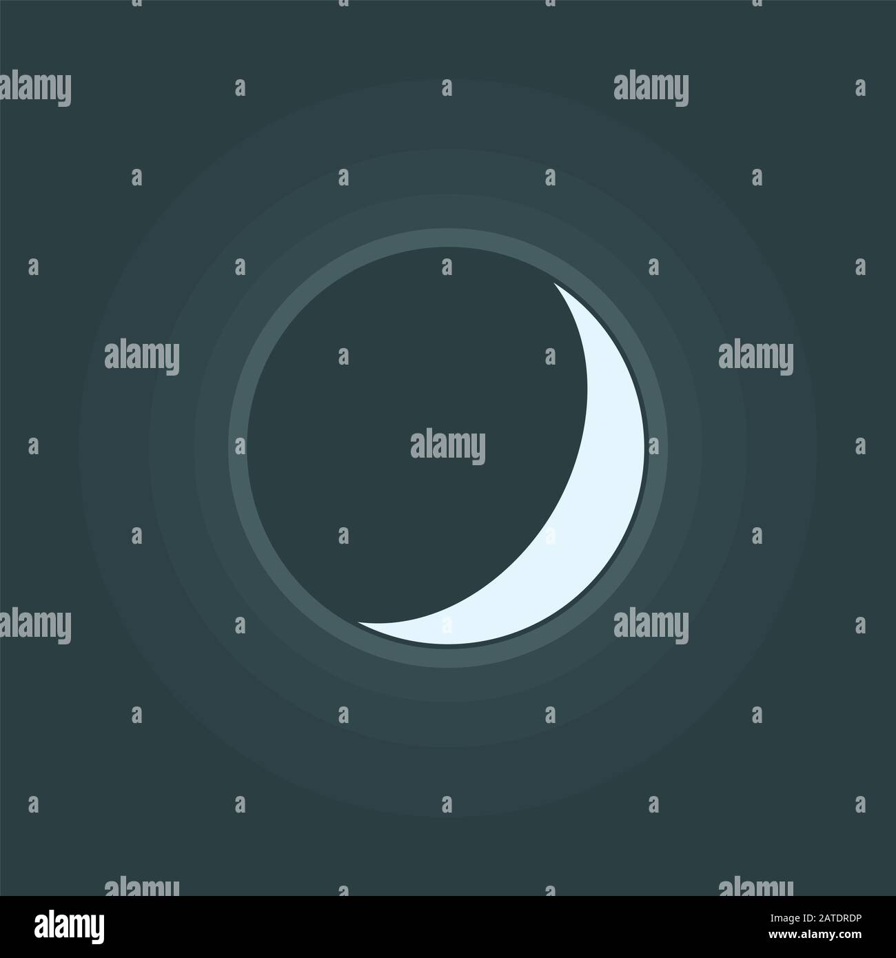 Crescent icon. Waxing lunar symbol on night sky. Luna in phase of new ...