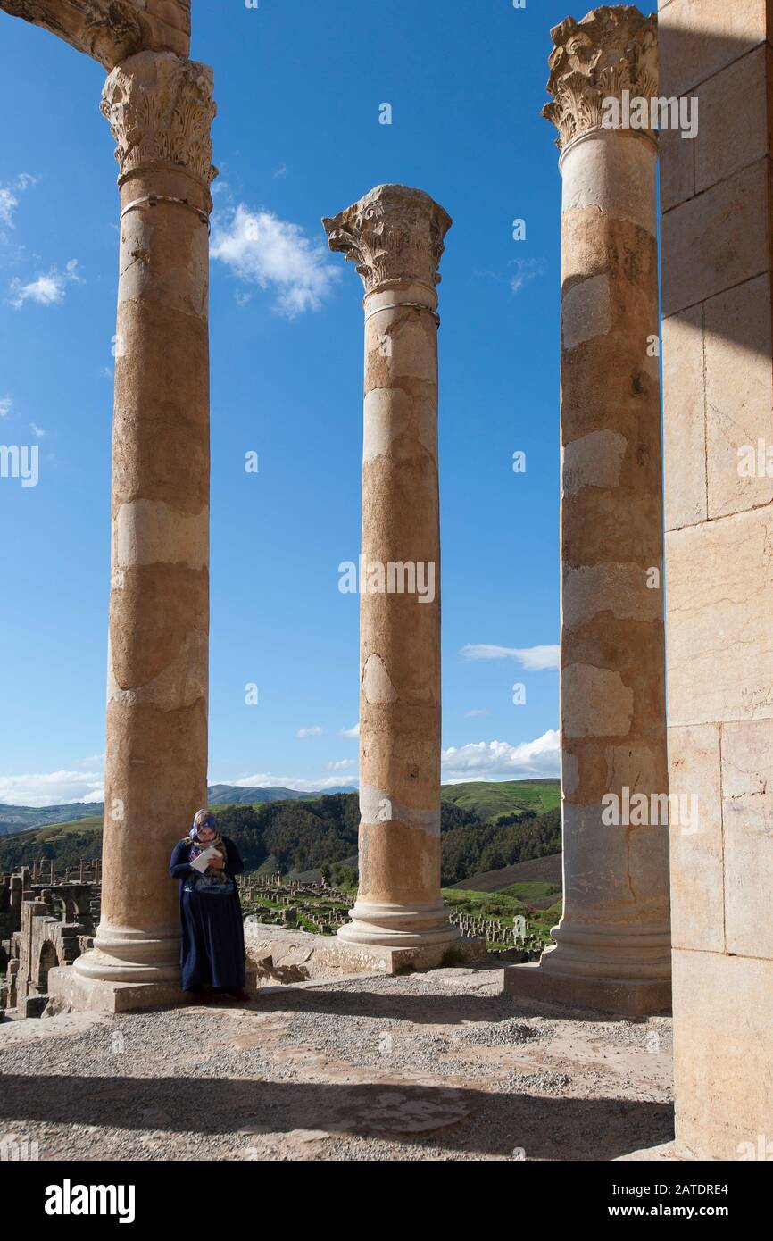 Temple of Septimius Severus at the Ancient Roman ruins of Djemilla, A ...