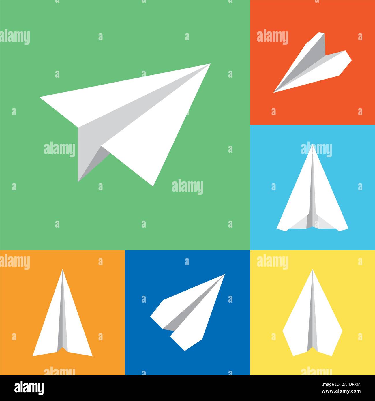 Set of paper plane navigational flat icons signs. Paper origami ...