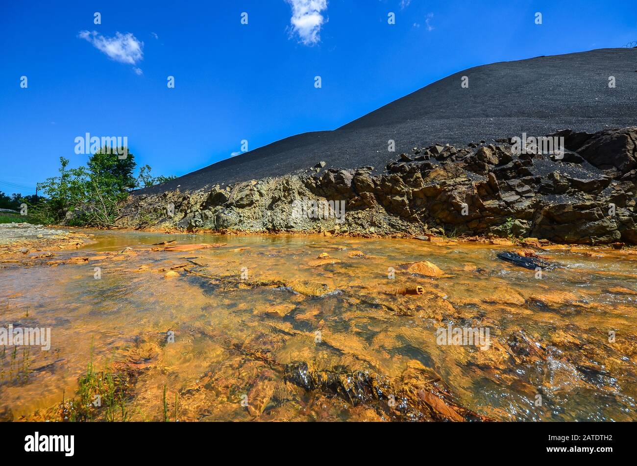 Industrial landscape in Karabash, Chelyabinsk region, Russia. Dead land ...
