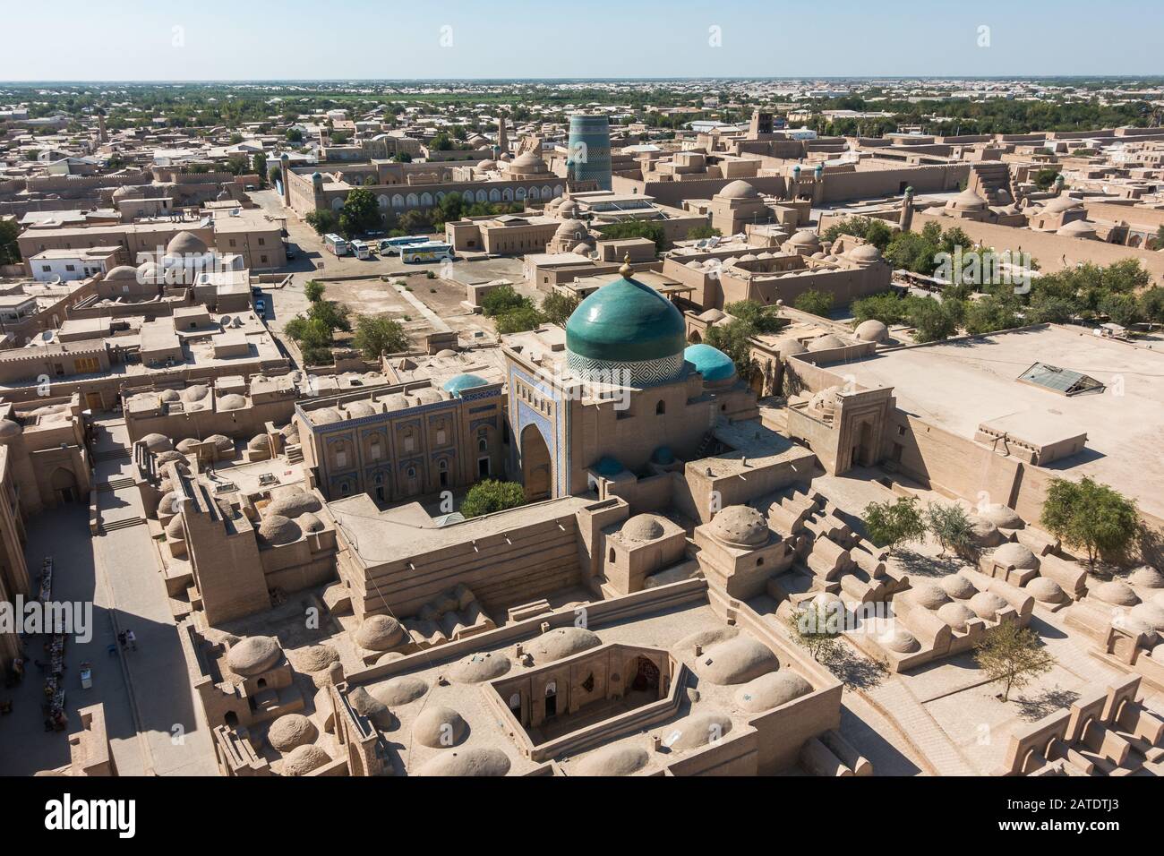 Beautiful Mir-i-Arab Madrasah and a city view in Bukhara, Uzbekistan ...
