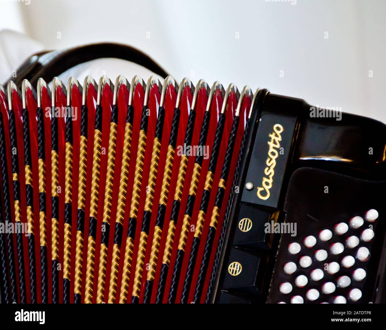 Details of an accordion, a musical instrument for harmonies and folk ...