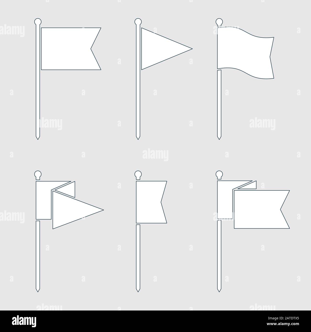Set of flag pin vector icons flat design. Red flag pin icon in flat ...