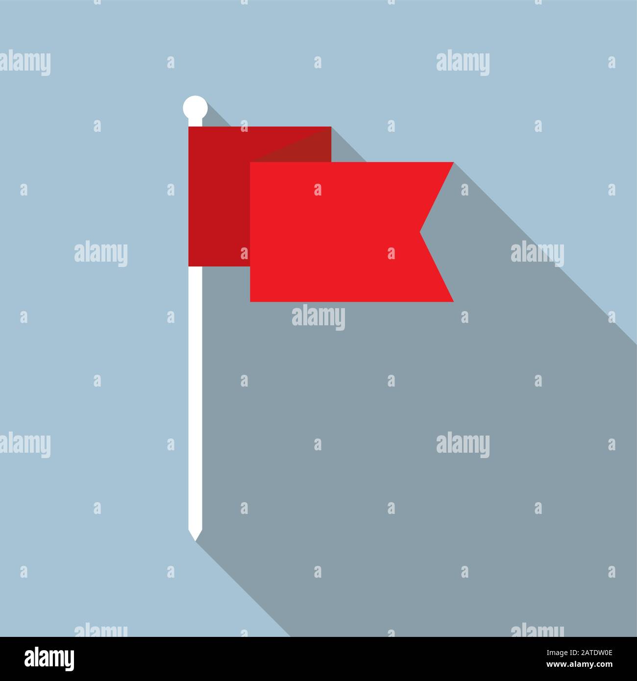 Flag vector icon flat design. Red flag icon in flat style with long ...