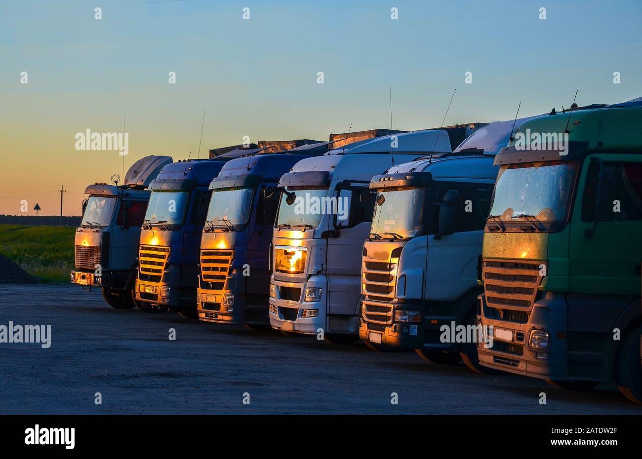 truck with long trailer, trucking and logistics Stock Photo - Alamy