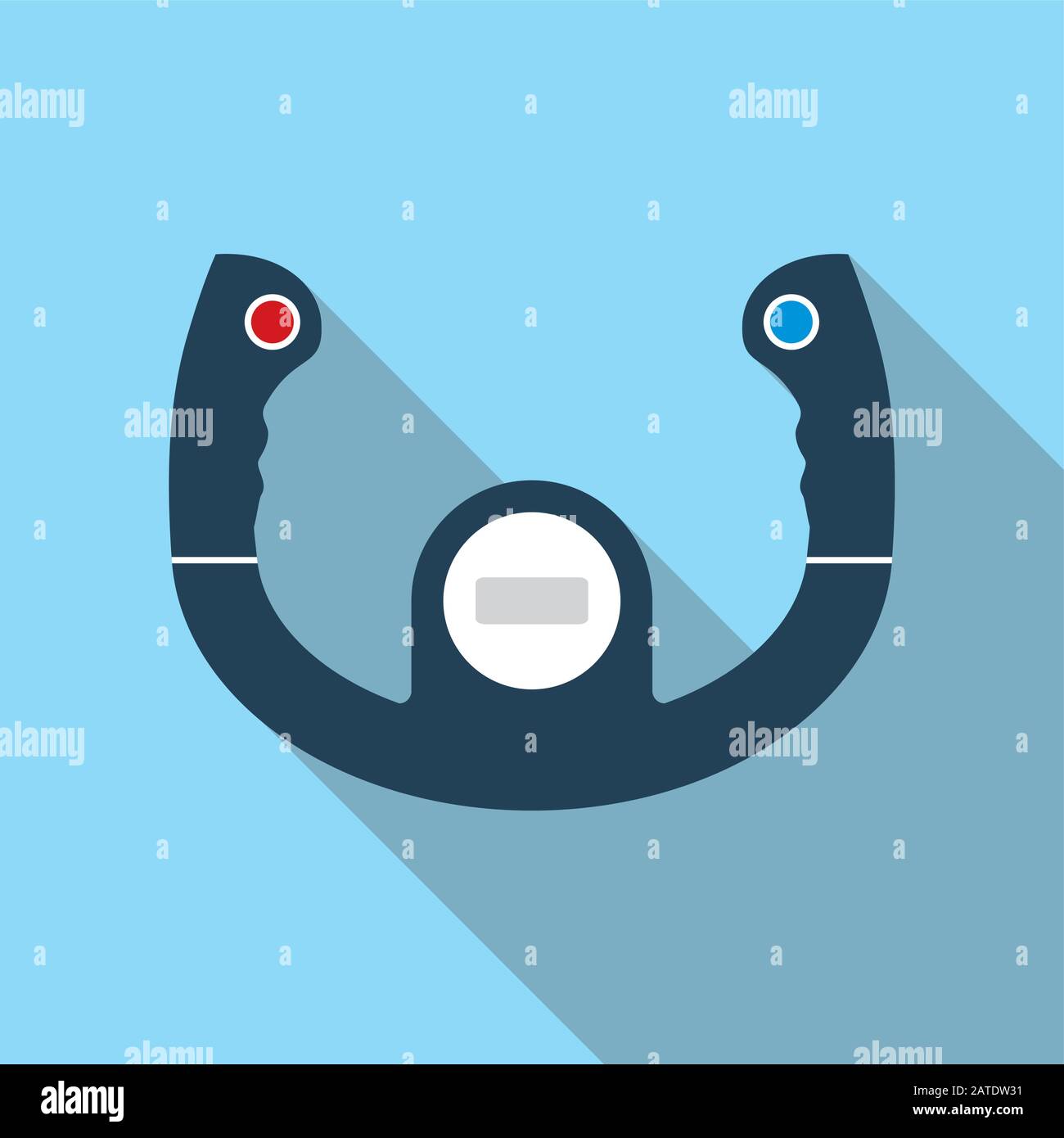 Aircraft control wheel flat style icon with long shadow isolated on one ...