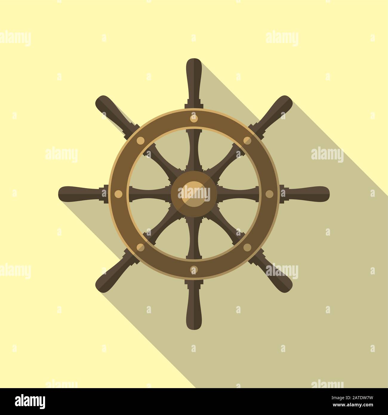 Ship helm vector icon flat design. Helm, steering wheel icon in flat ...