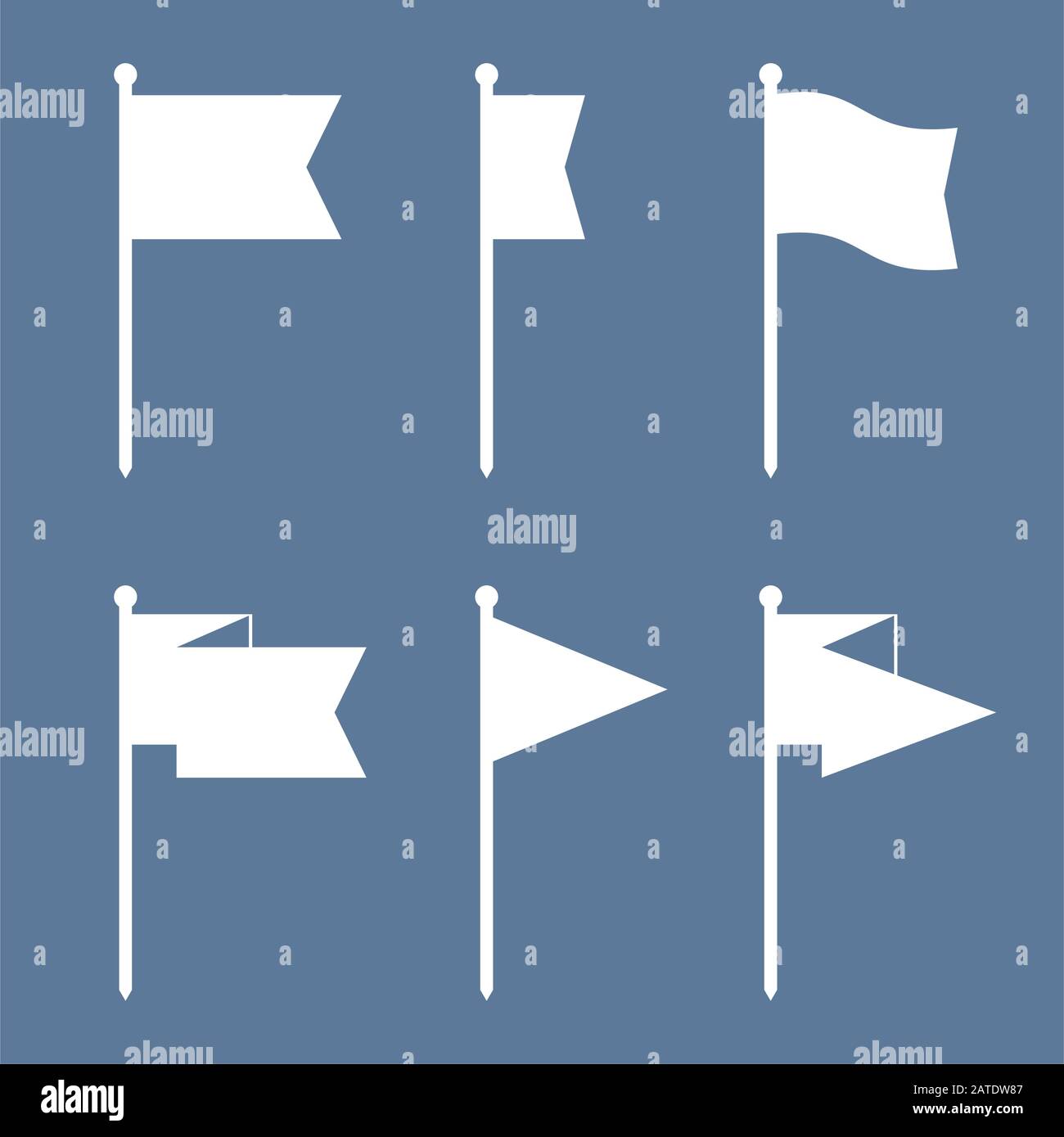 Set of flag pin vector icons flat design. Red flag pin icon in flat ...