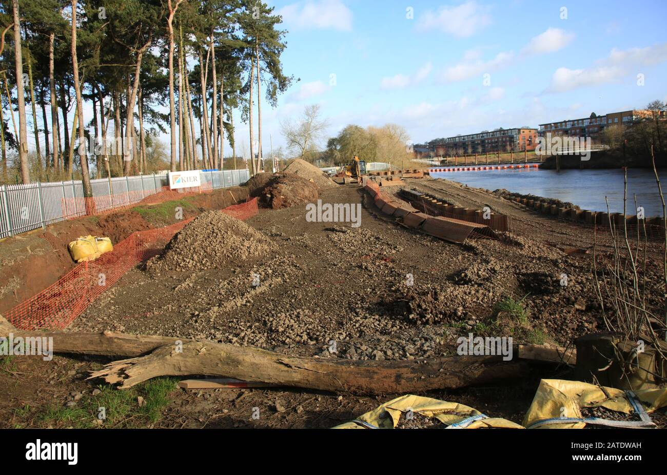 Construction work on the Fish pass at Diglis weir on the river Severn ...
