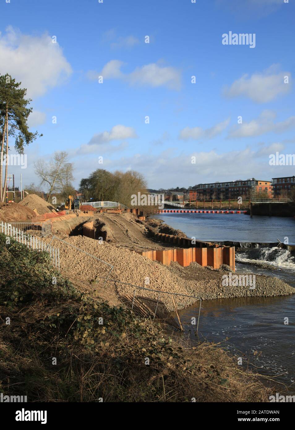Construction work on the Fish pass at Diglis weir on the river Severn ...