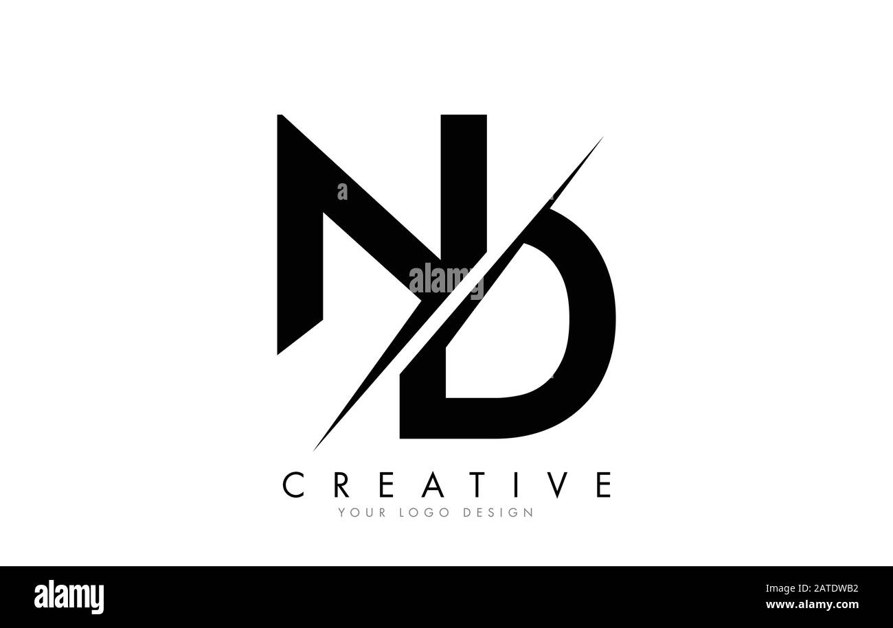ND N D Letter Logo Design with a Creative Cut. Creative logo design ...