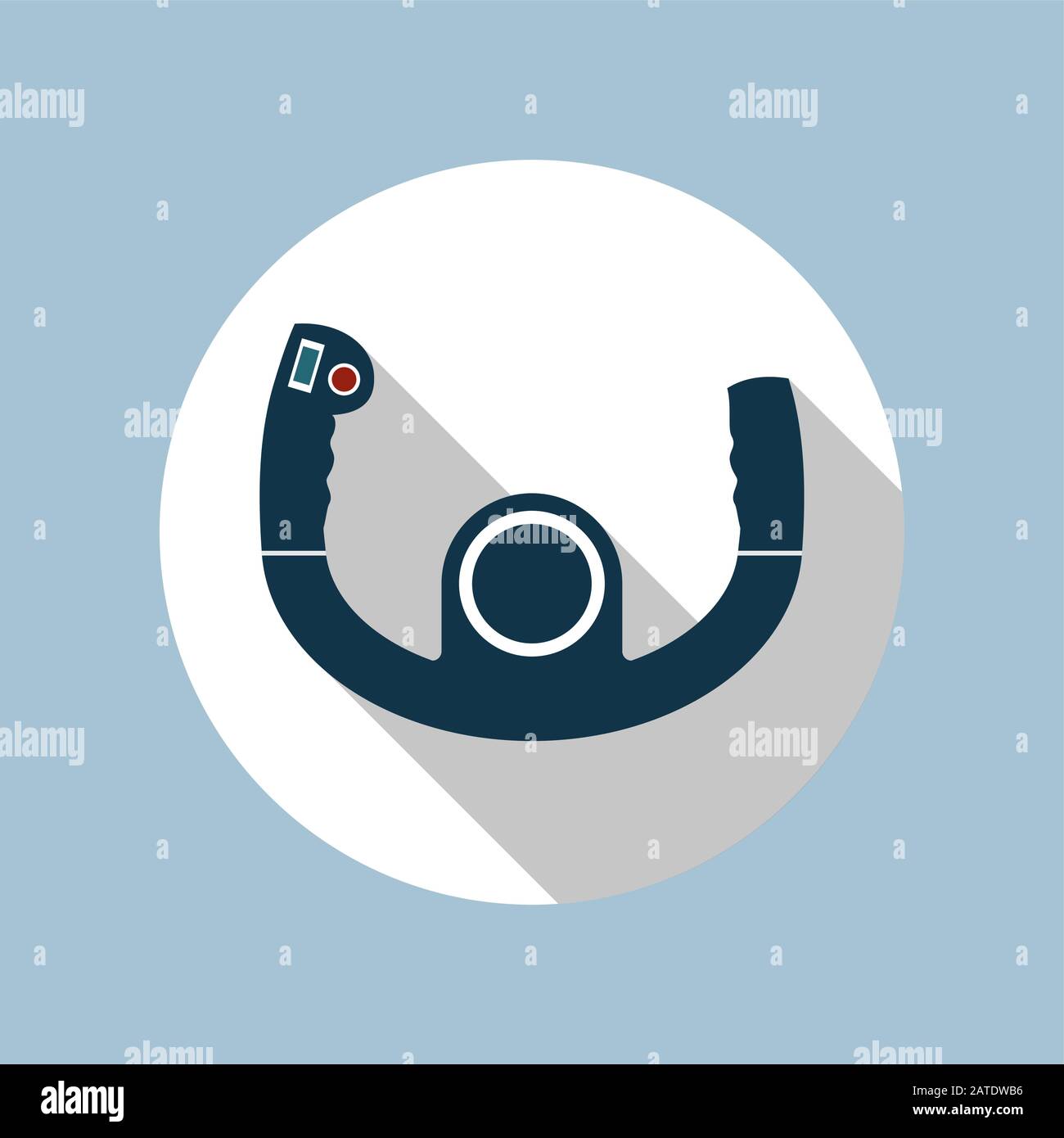 Aircraft control wheel flat design icon inside white circle isolated on ...