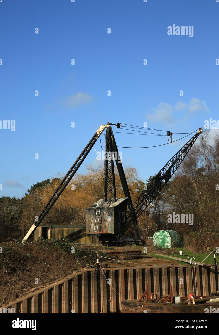 Old crane on Diglis island, Worcester, Worcestershire, UK Stock Photo ...
