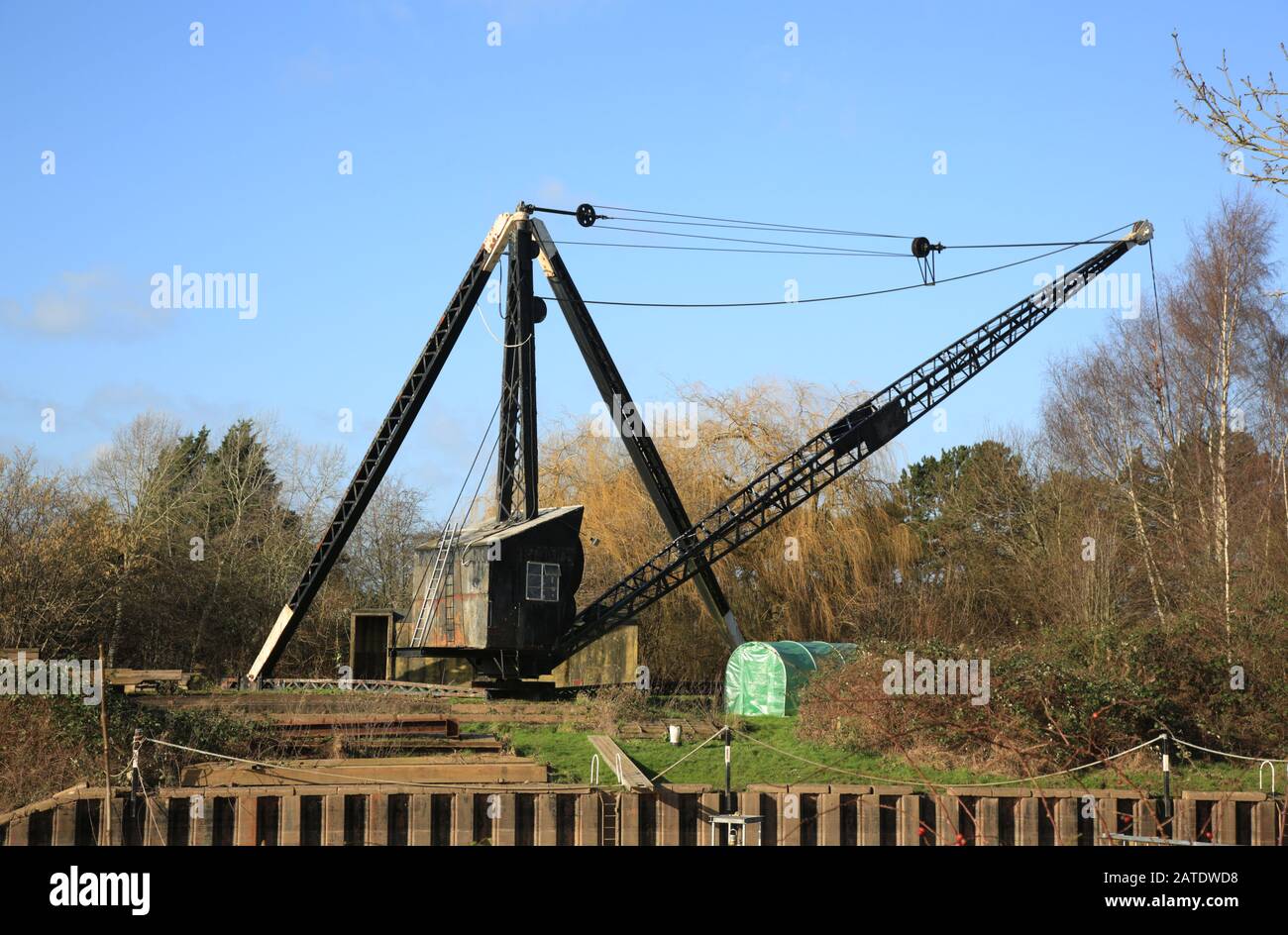 Old crane on Diglis island, Worcester, Worcestershire, UK Stock Photo ...