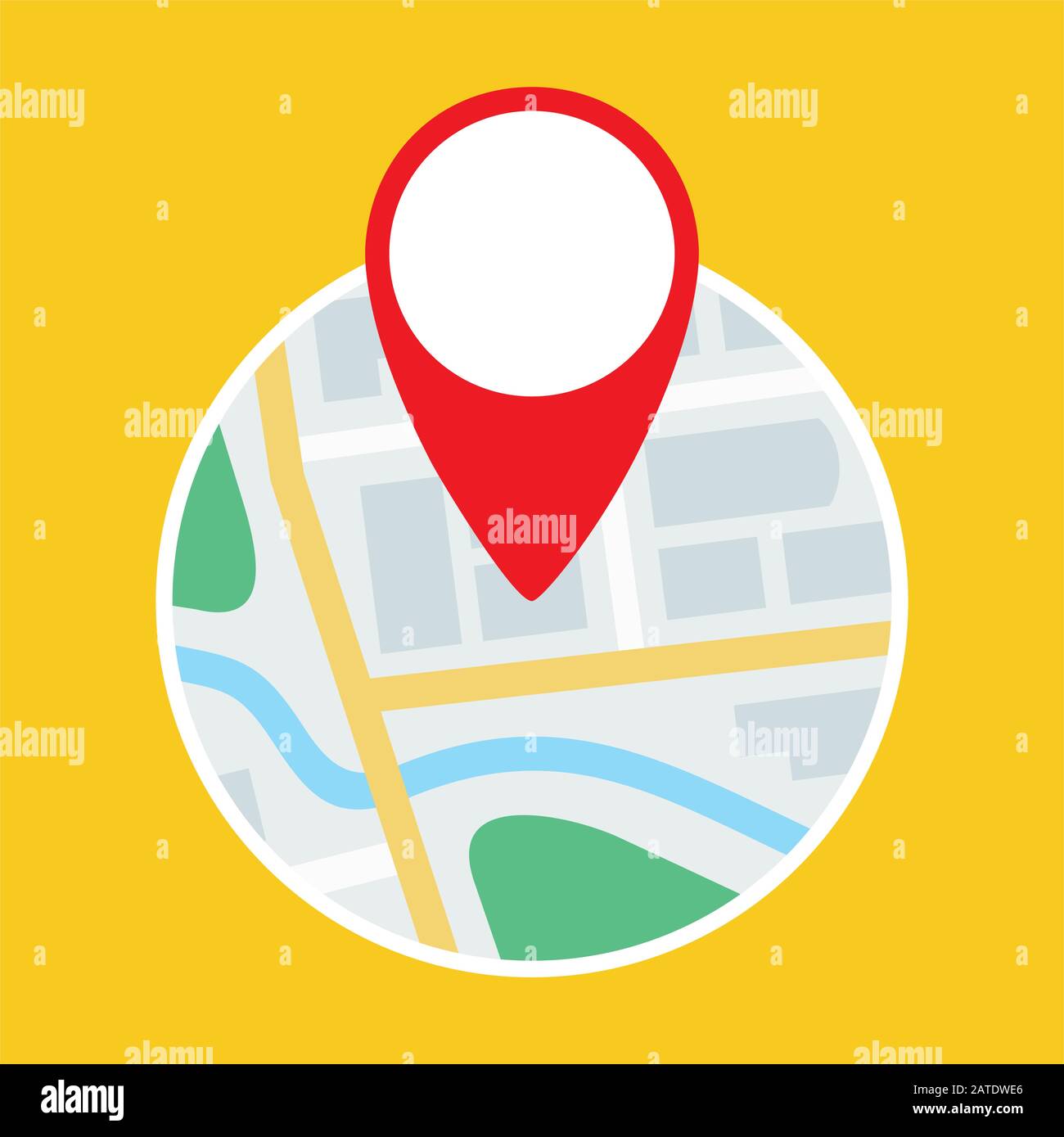 City map with GPS location symbol. Colored flat icon. Vector eps8 ...