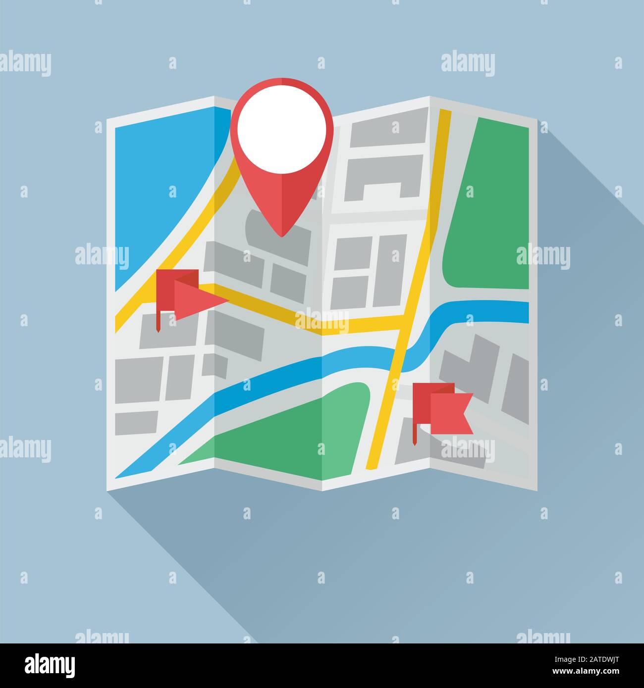 Paper map guide pin location Stock Vector Images - Alamy