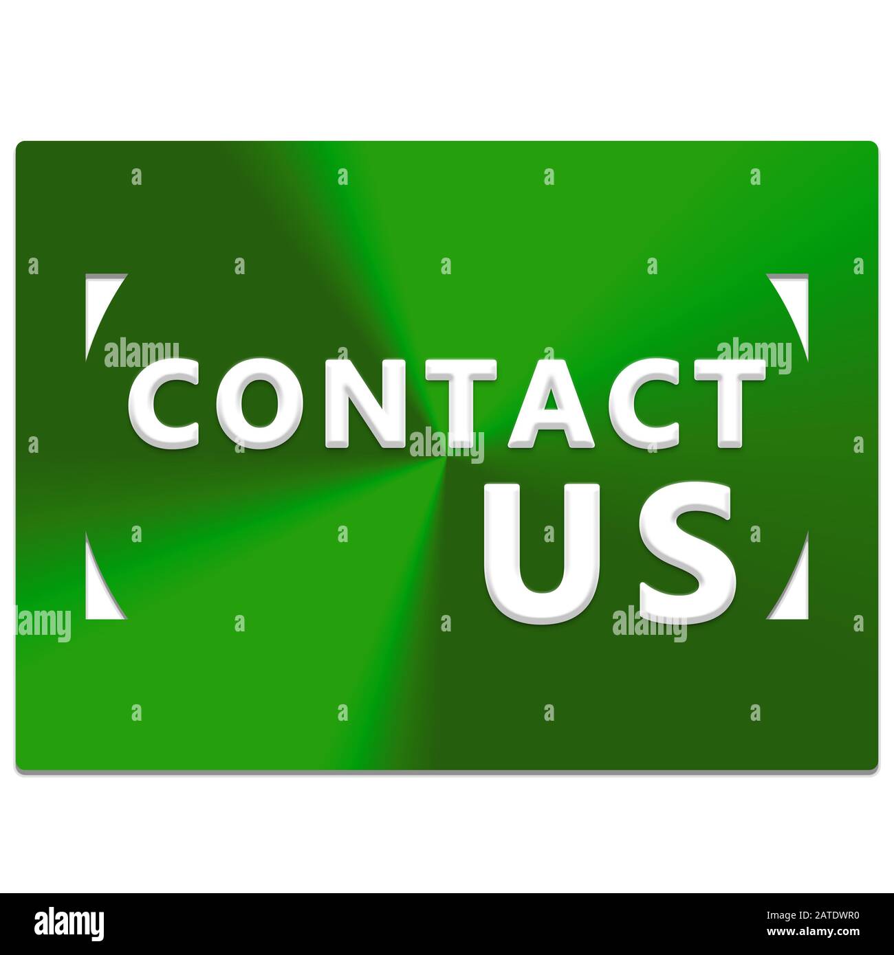 Big green contact us button with decoration on a white background Stock ...
