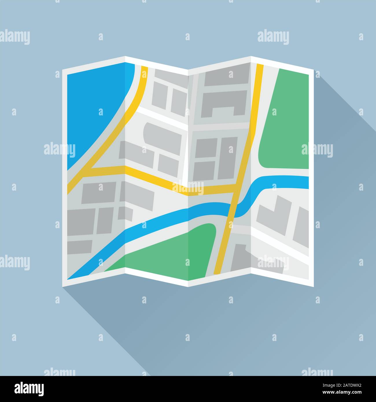 Folding city map colored flat icon. Vector eps8 illustration Stock ...