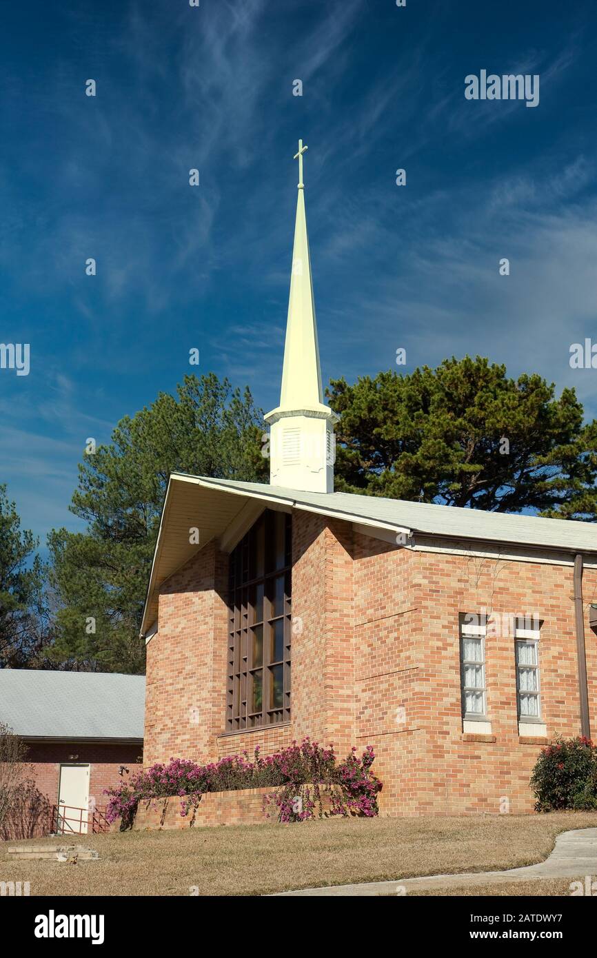 Modern Brick Church and Steeple Stock Photo - Alamy