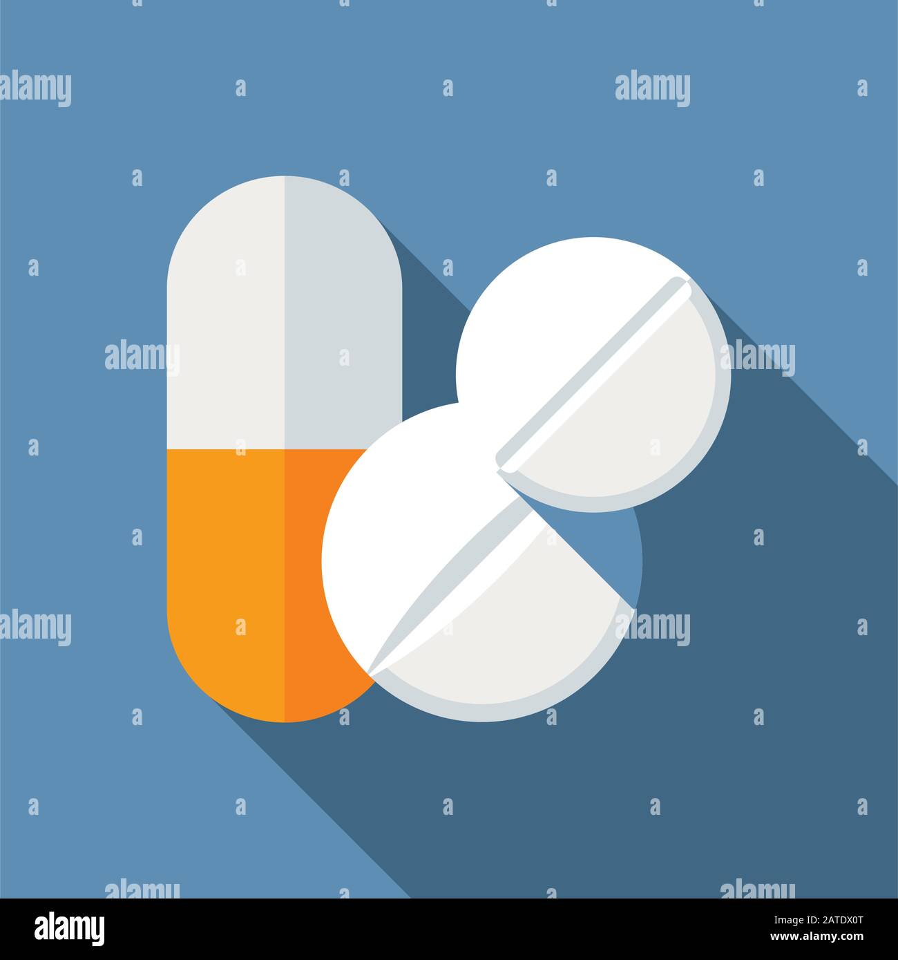 Medical pills flat icon. Stylized medication tablets symbol. Health ...