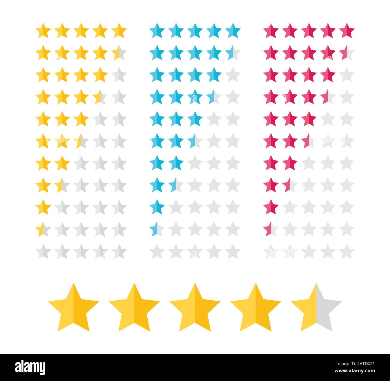 Stars rating design elements. Kit of star shapes for ranking interface ...