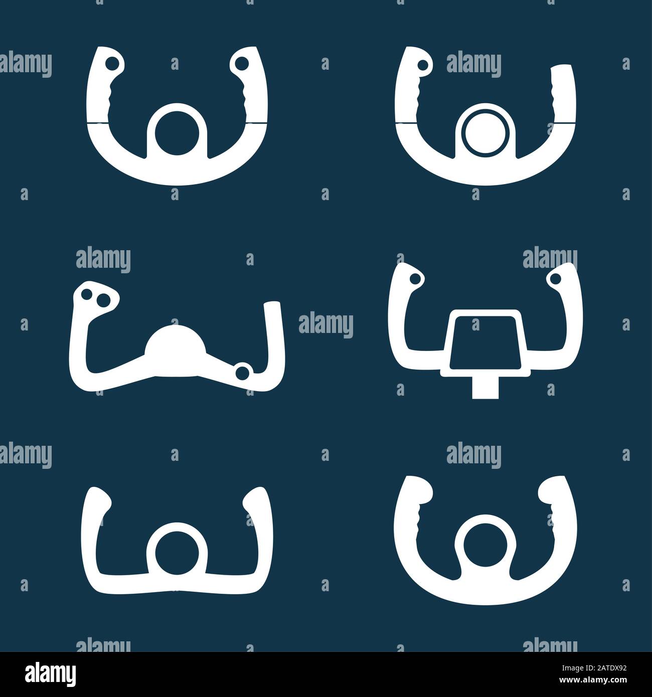 Collection of aircraft control wheels icons in flat style isolated on ...