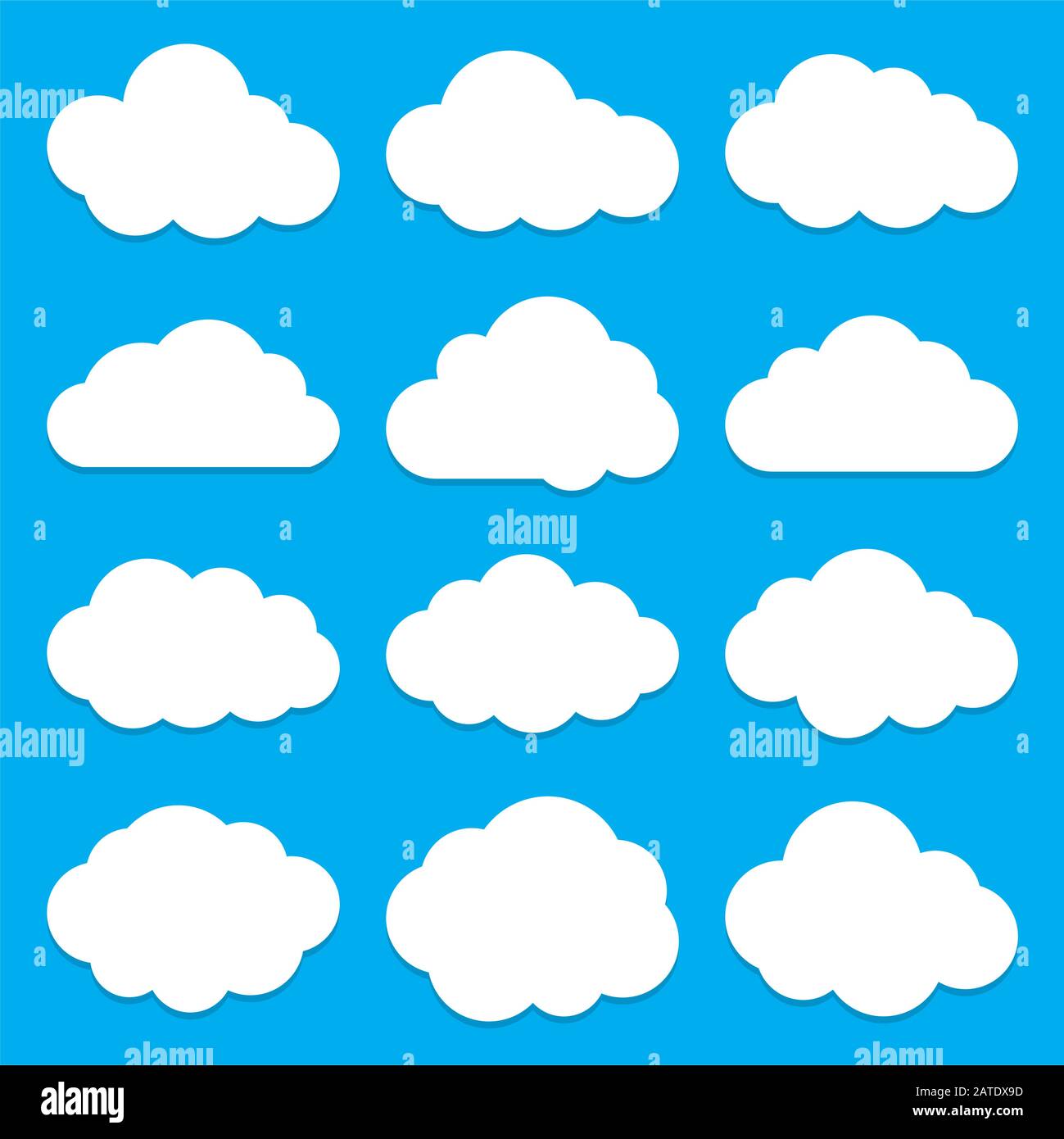 Cloud shapes flat icons set. Cloud symbols. Collection of cloud ...
