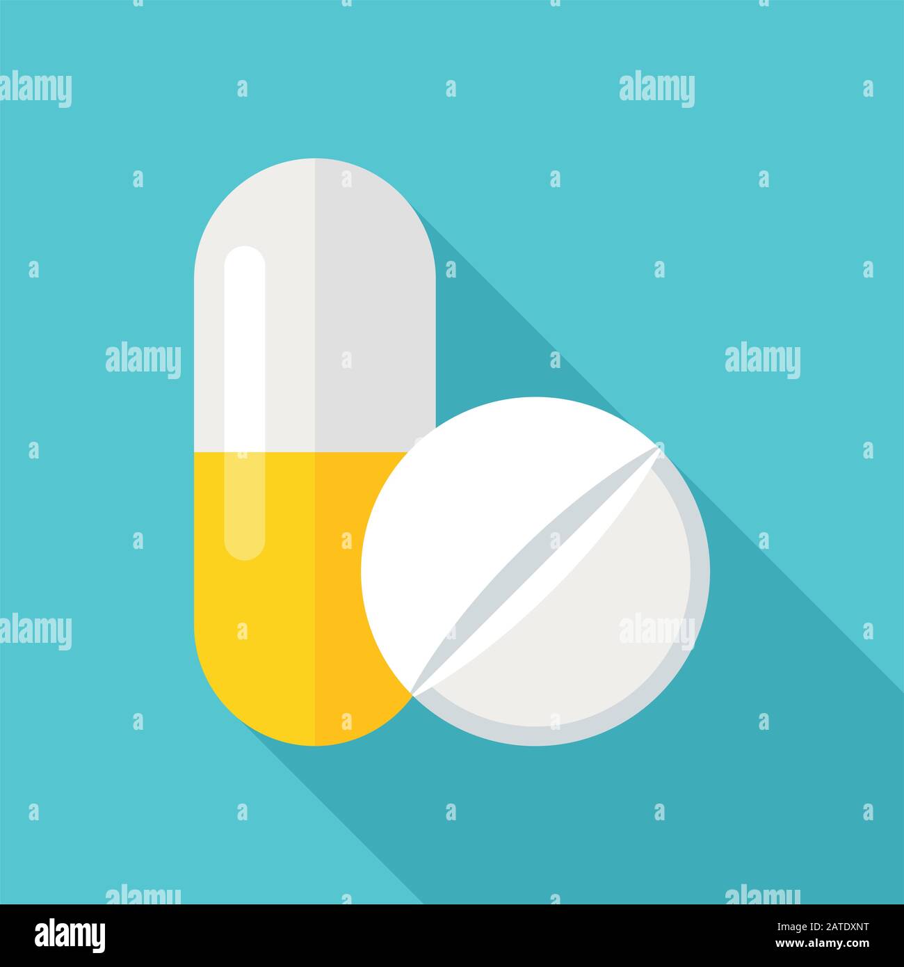 Medical pills flat icon. Stylized medication tablets symbol. Health ...