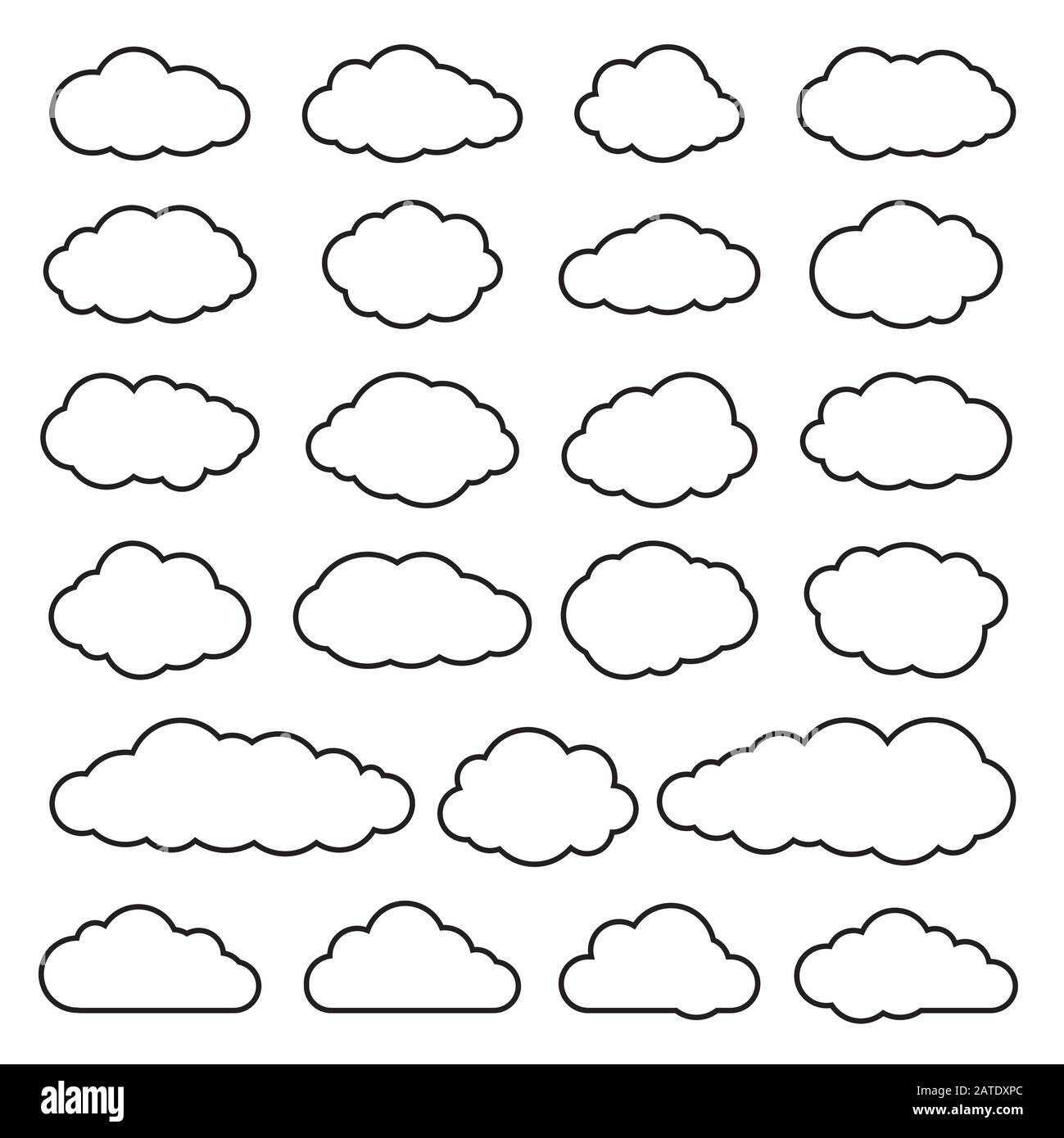 Cloud collection of twenty three flat line icons. Set of cloudlet ...