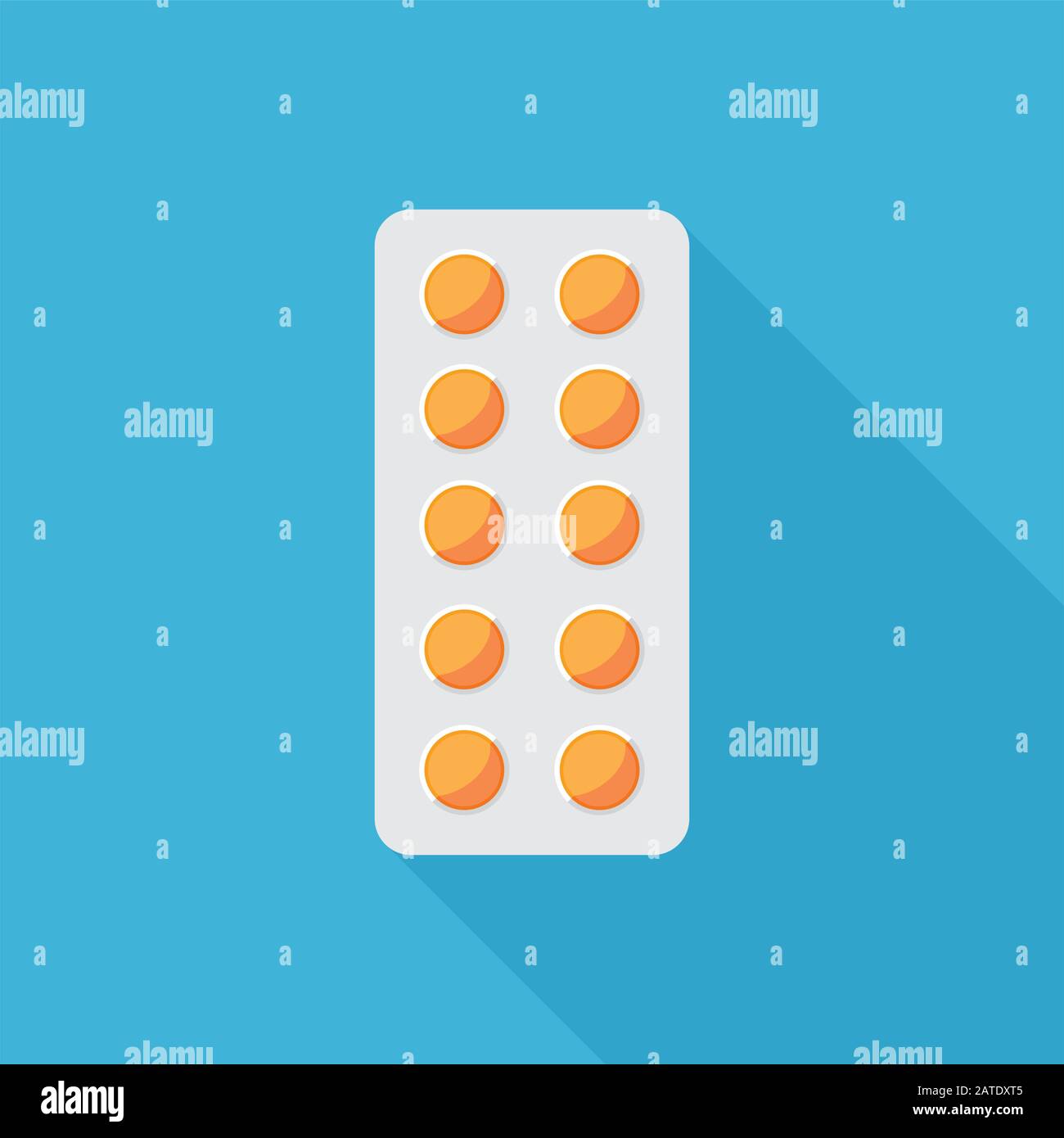 Pills in blister flat icon. Pack with medical drugs. Stylized ...