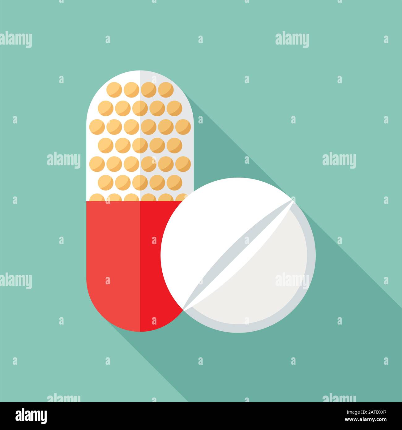 Medical pills flat icon. Stylized medication tablets symbol. Health ...