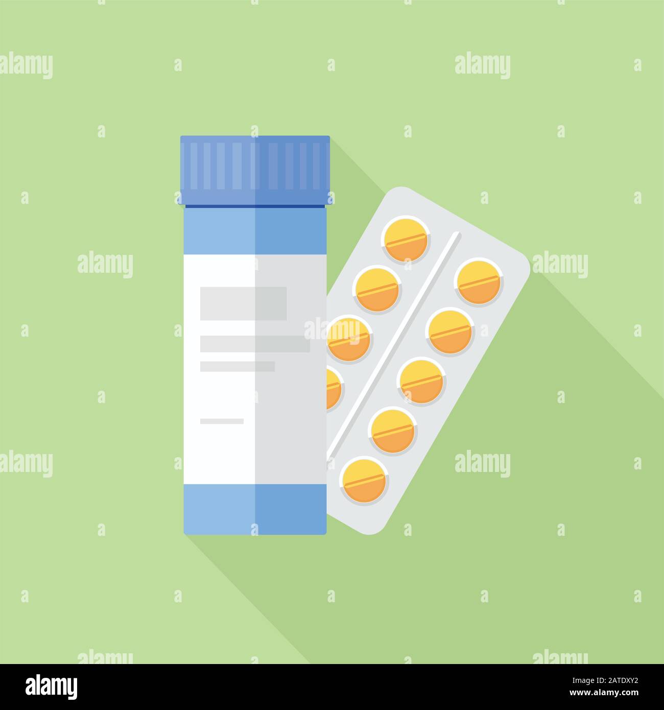 Medical packaging container and blister with pills. Stylized medication ...