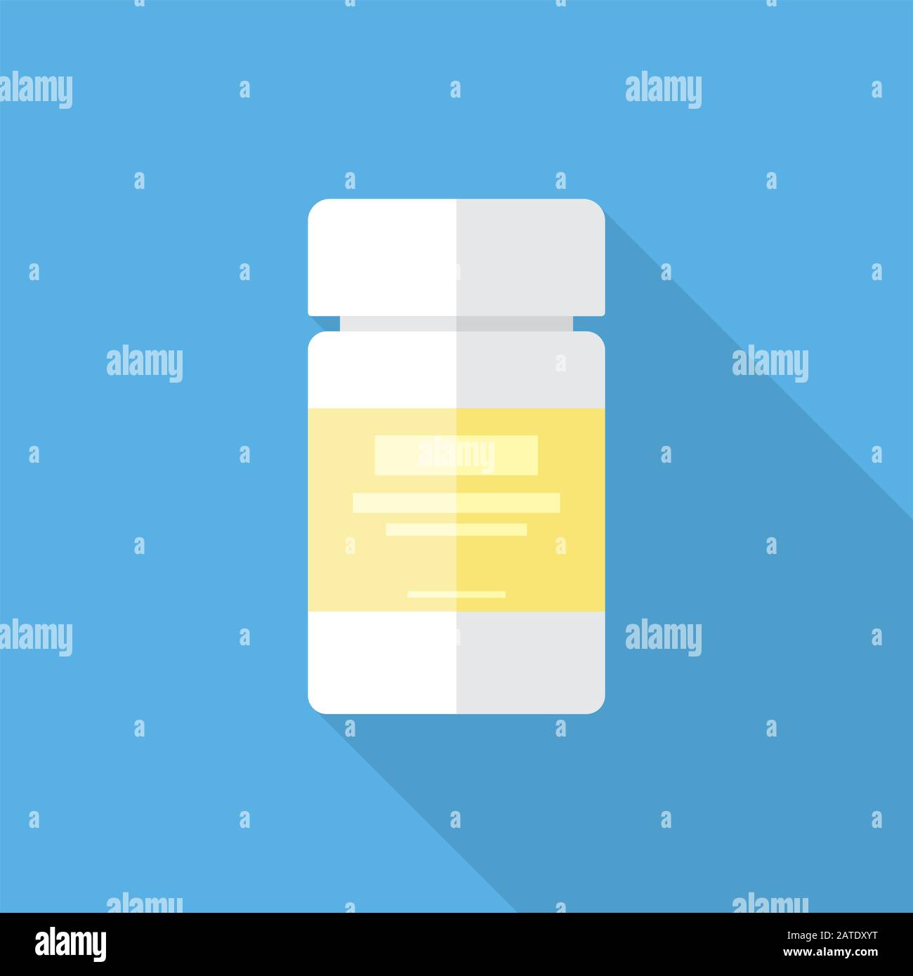 Pills packaging container flat icon. White plastic bottle with medical ...