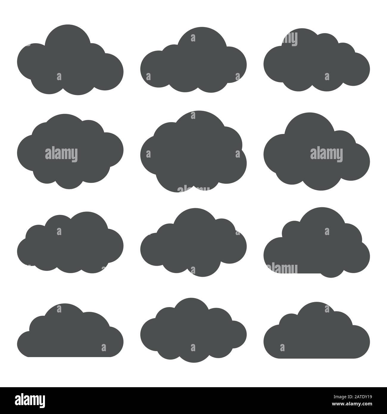 Cloud shapes flat icons set. Cloud symbols. Collection of cloud ...